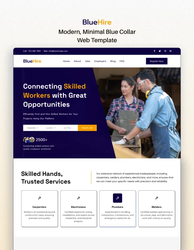 BlueHire - Job & Recruitment Elementor Landing Page Template